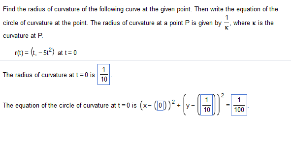 Solved Find the radius of curvature of the following curve | Chegg.com