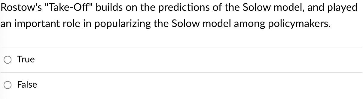 Solved Rostow's "Take-Off" builds on the predictions of the | Chegg.com