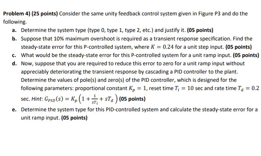 Solved Problem 4) (25 points) Consider the same unity | Chegg.com