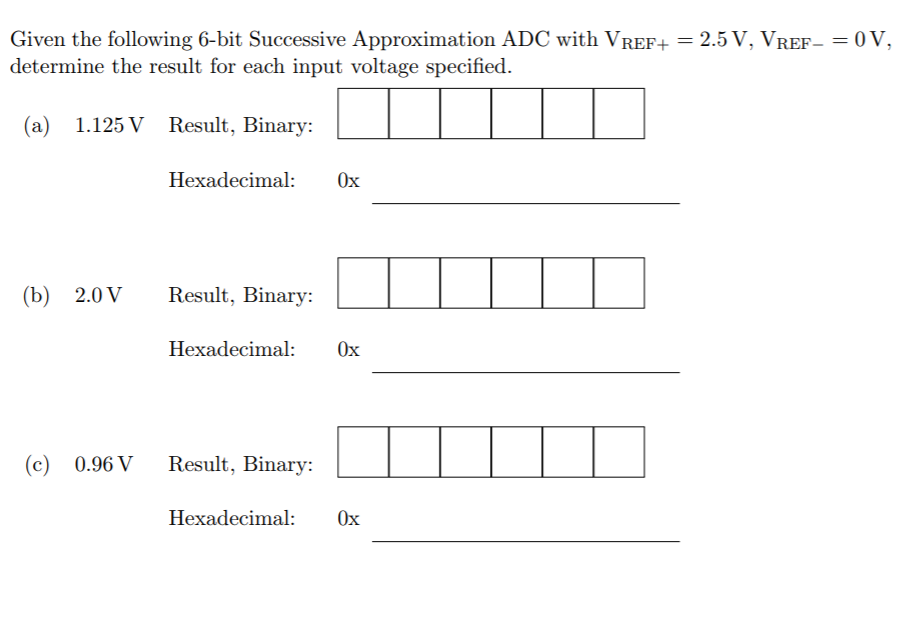 Solved Given the following 6-bit Successive Approximation | Chegg.com