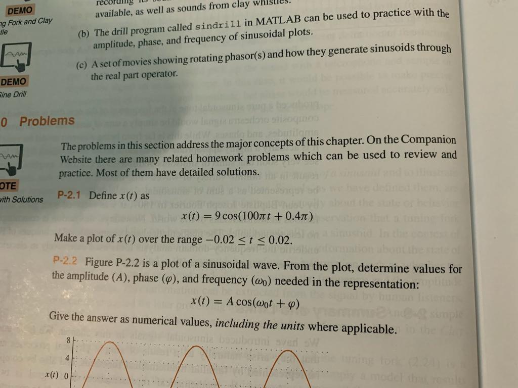 Solved (b) The drill program called sindril1 in MATLAB can | Chegg.com
