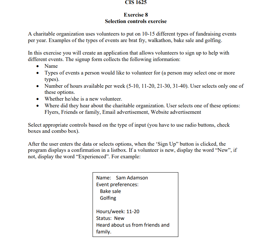 Solved Could you create a code for this exercise using the | Chegg.com