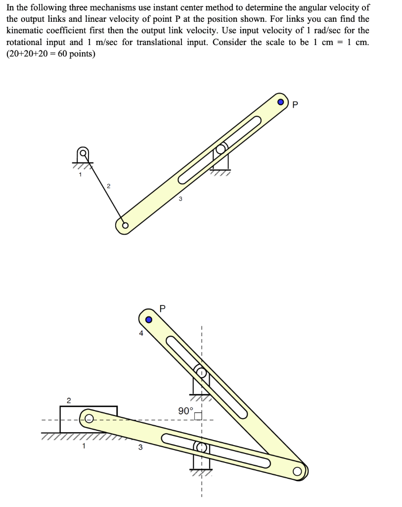 Solved In the following three mechanisms use instant center | Chegg.com