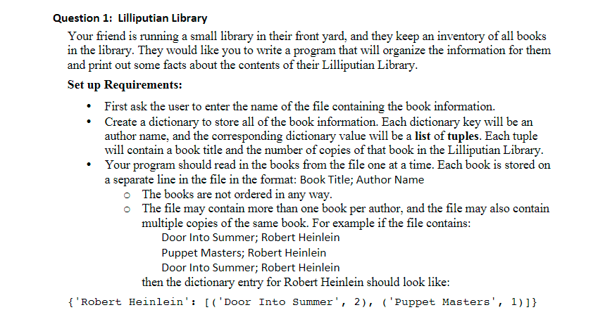 Solved Question 1: Lilliputian Library Your friend is | Chegg.com