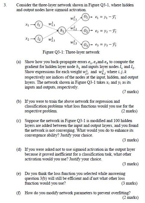 Solved 3. 3. X1 Consider the three-layer network shown in | Chegg.com