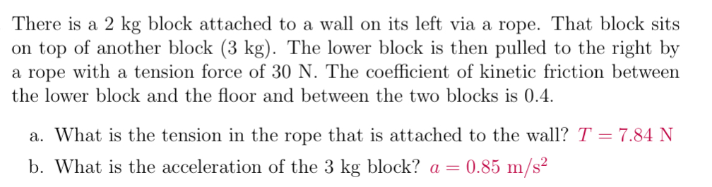 Solved There is a 2kg ﻿block attached to a wall on its left | Chegg.com