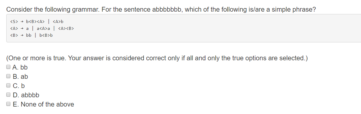 Solved Consider the following grammar. For the sentence | Chegg.com