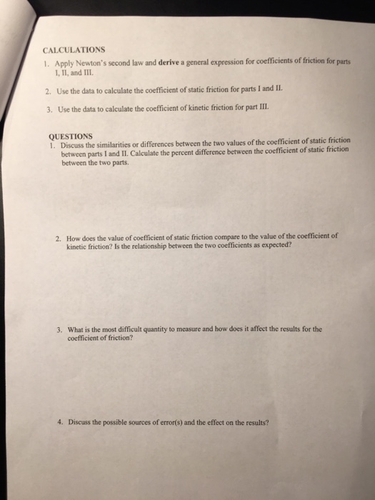 Solved Friction OBJECTIVE . To measure the coefficient of | Chegg.com