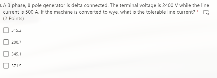 Solved 3. A 3 phase, 8 pole generator is delta connected. | Chegg.com