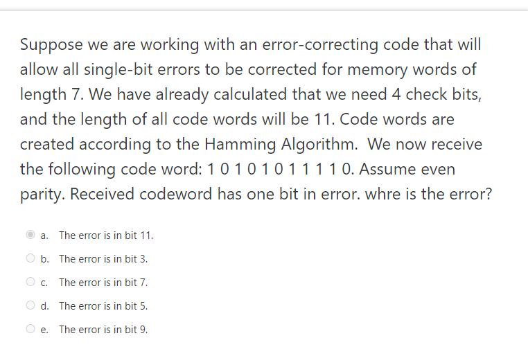Solved Suppose We Are Working With An Error Correcting Code