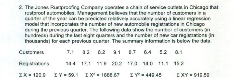 Solved 2. The Jones Rustproofing Company operates a chain of | Chegg.com