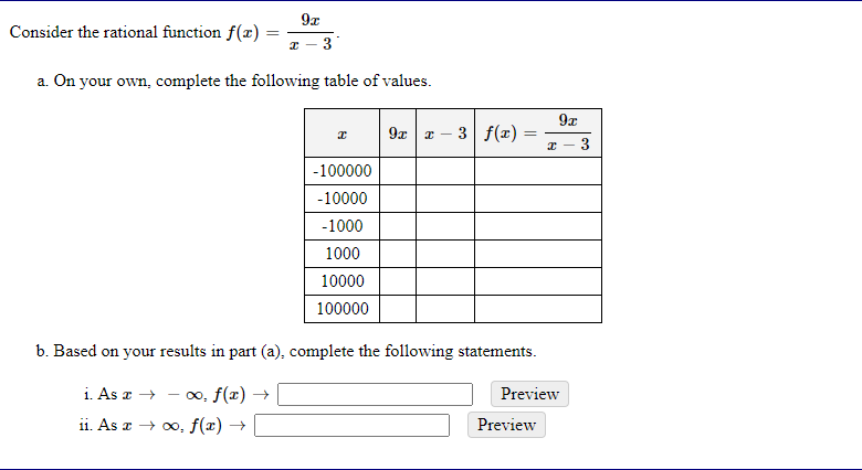 Solved Consider the rational function f(x)=x−39x. a. On your | Chegg.com