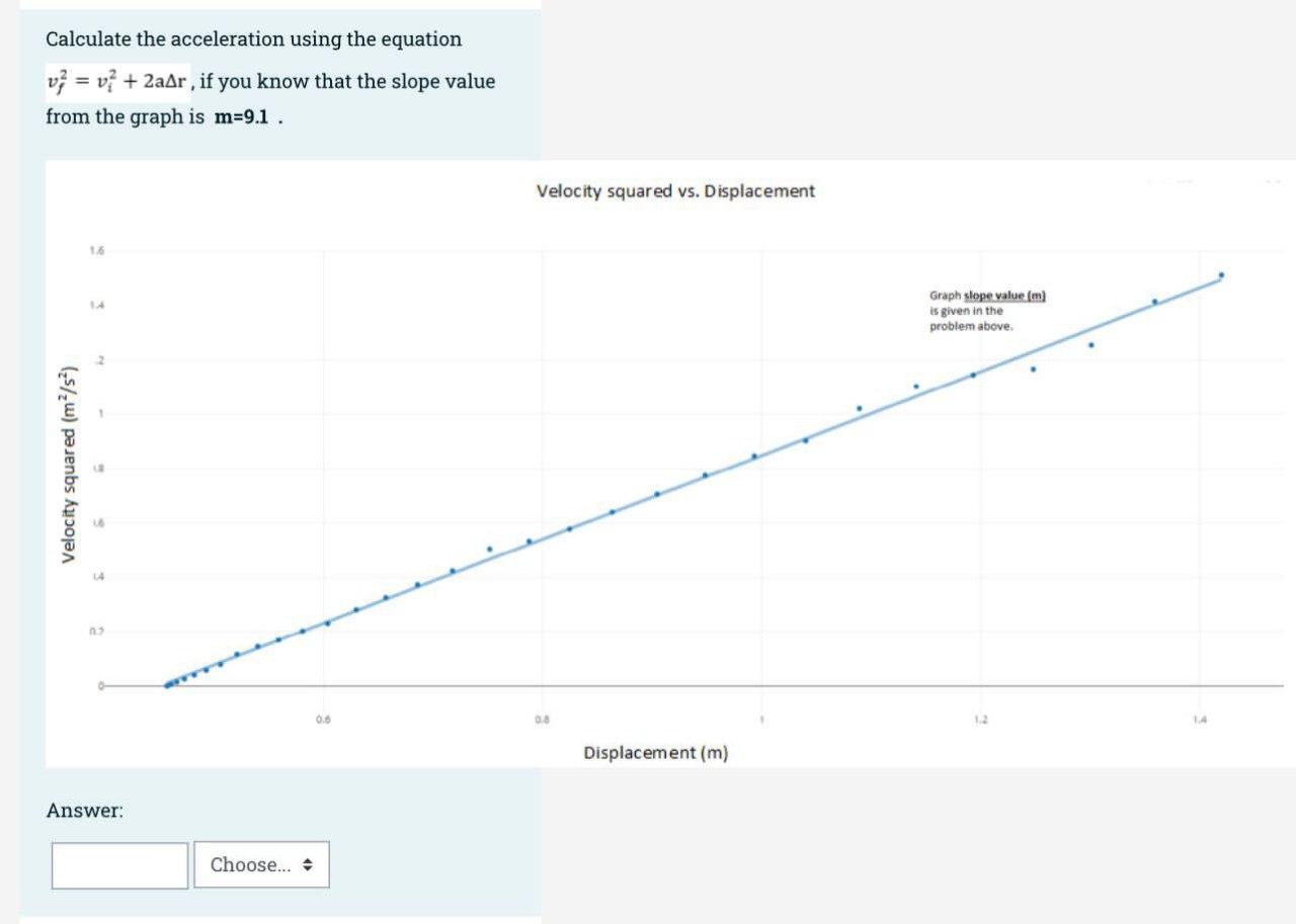 Solved Calculate the acceleration using the equation v} = v} | Chegg.com
