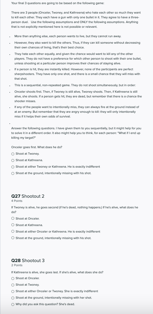 Solved Your final 3 questions are going to be based on the | Chegg.com