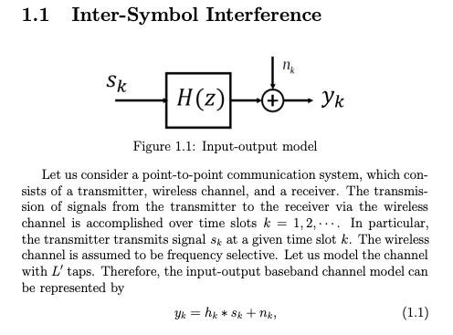 Solved 1.1 Inter-Symbol Interference nk Sk H(2) + Уk Figure | Chegg.com