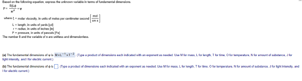 Solved Based on the following equation, express the unknown | Chegg.com