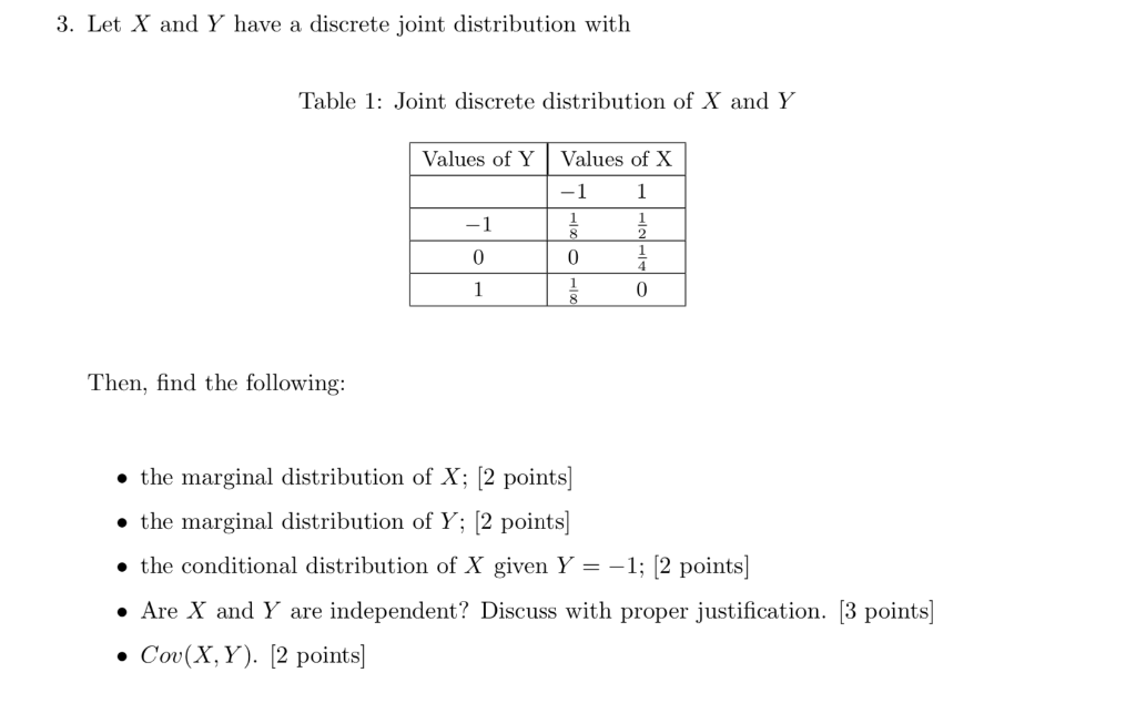 Solved 3. Let X and Y have a discrete joint distribution | Chegg.com