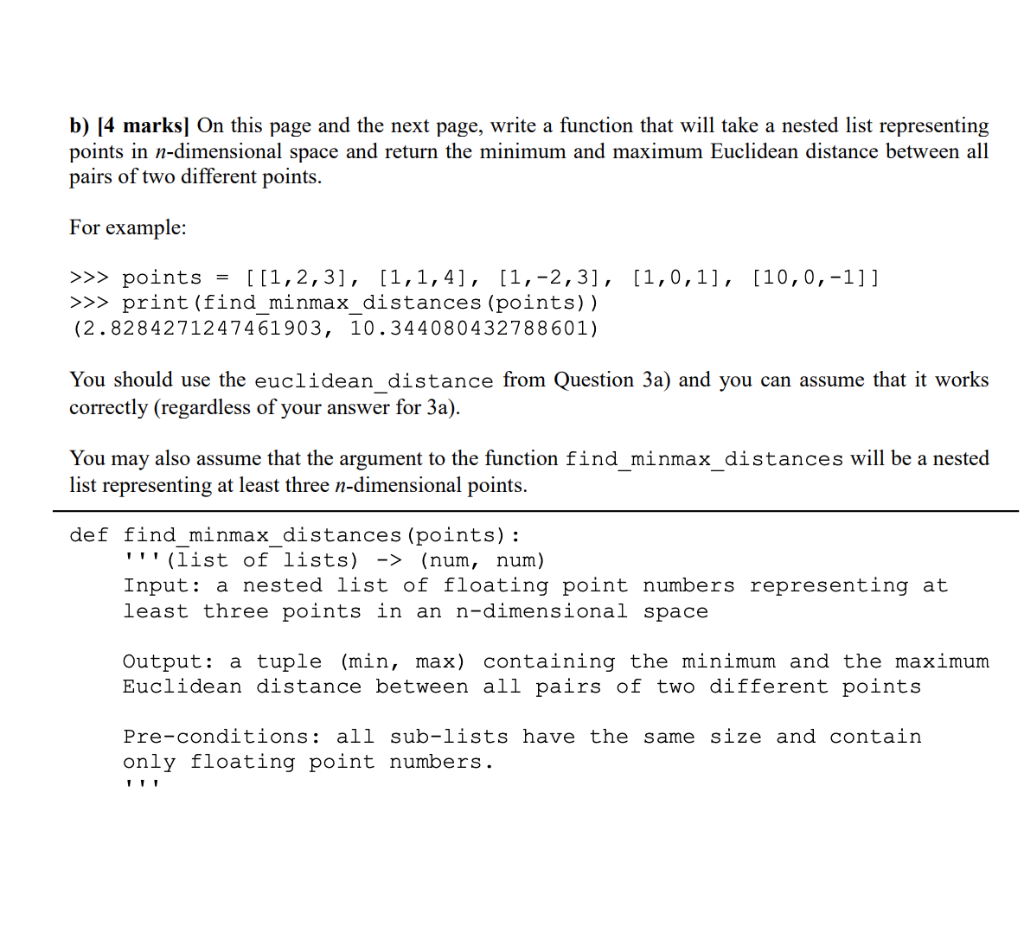 Solved Please Solve For Python The Euclidean Distance Is 