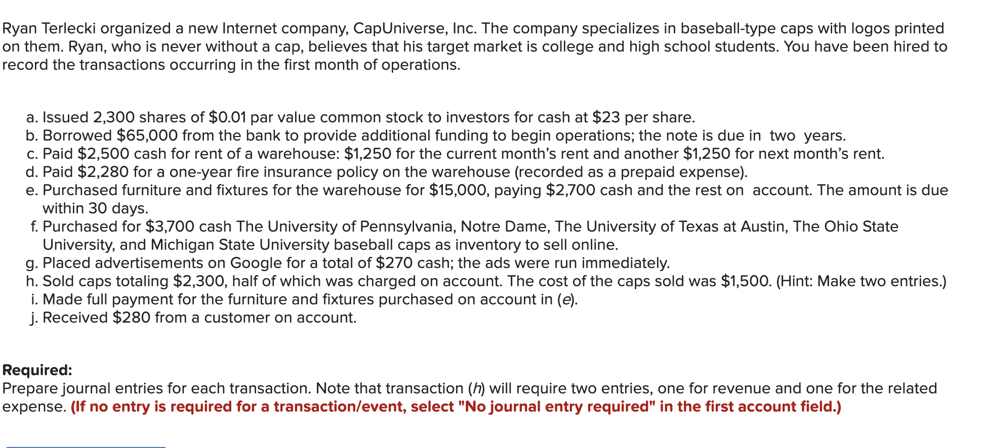 Solved Ryan Terlecki organized a new Internet company, Cap | Chegg.com