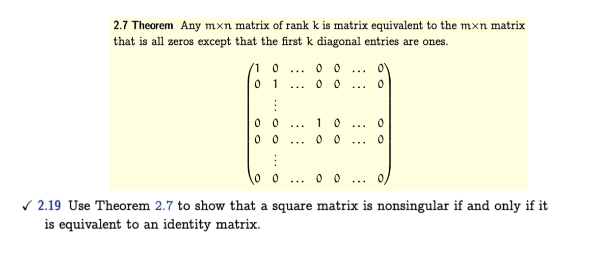 Solved 2.7 ﻿Theorem Any m×n ﻿matrix of ﻿rank k is ﻿matrix | Chegg.com