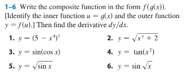 Solved 1-6 ﻿Write the composite function in the form | Chegg.com