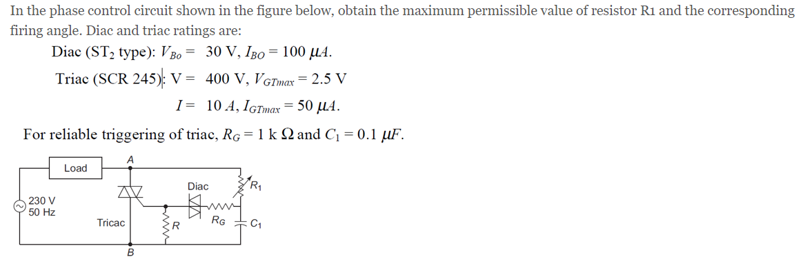 Solved In the phase control circuit shown in the figure | Chegg.com
