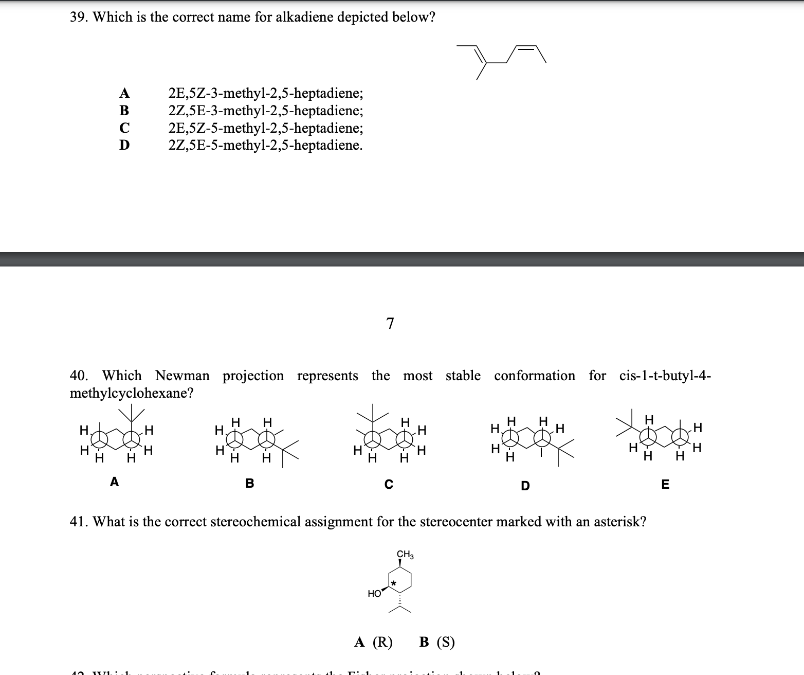 Solved 39. Which is the correct name for alkadiene depicted | Chegg.com