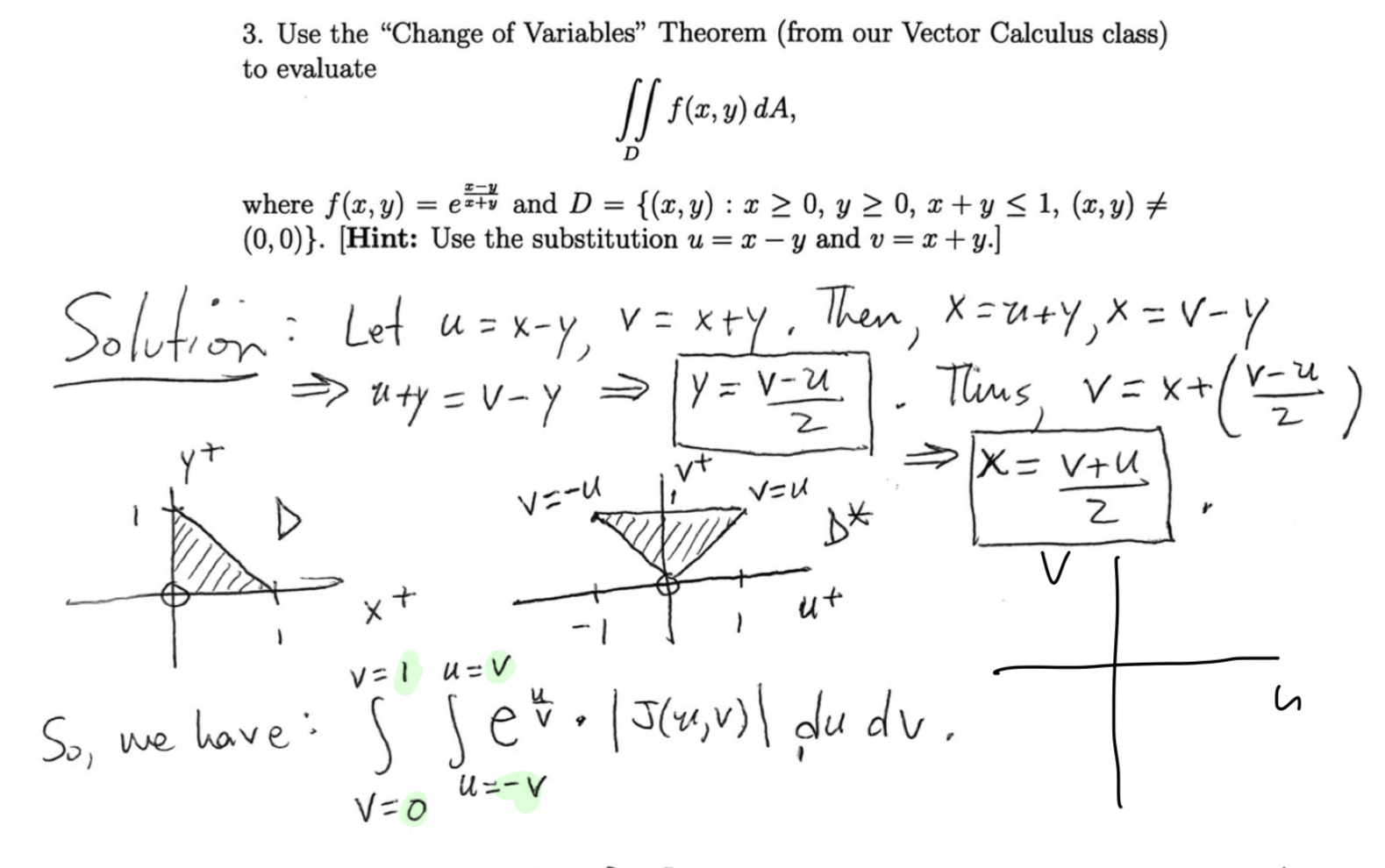 Solved 3. Use the "Change of Variables" Theorem (from our | Chegg.com
