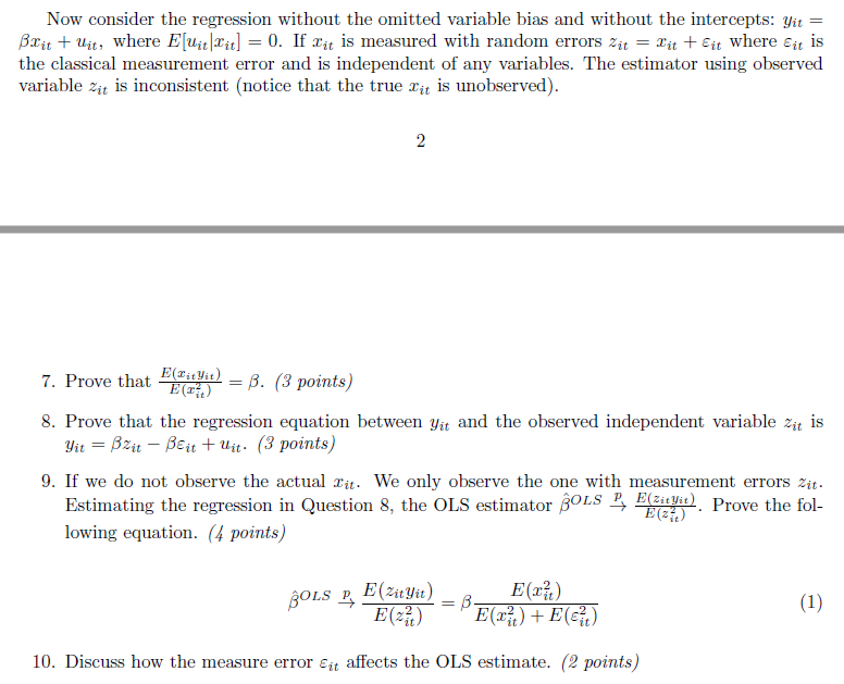 Now consider the regression without the omitted | Chegg.com