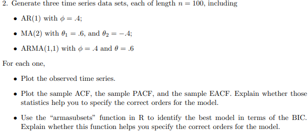 2. Generate three time series data sets, each of | Chegg.com