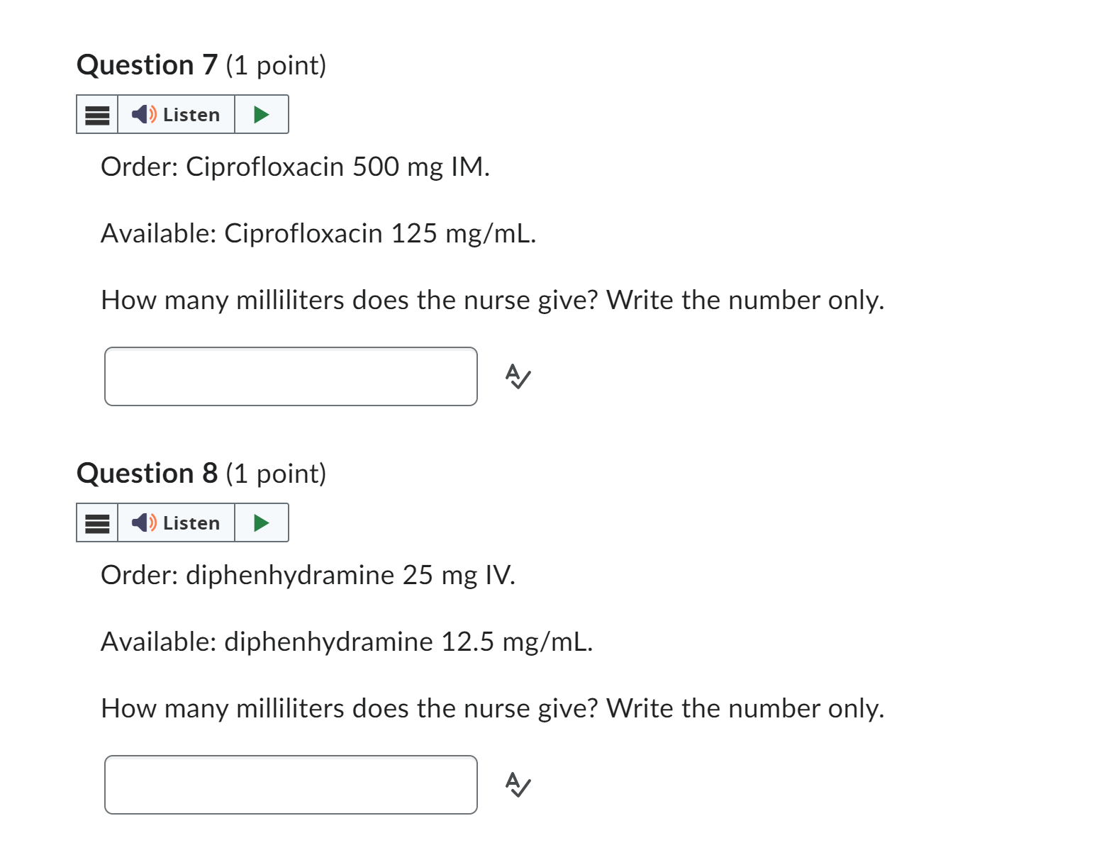 Solved Question 7 (1 ﻿point)[!Order: Ciprofloxacin 500mg | Chegg.com