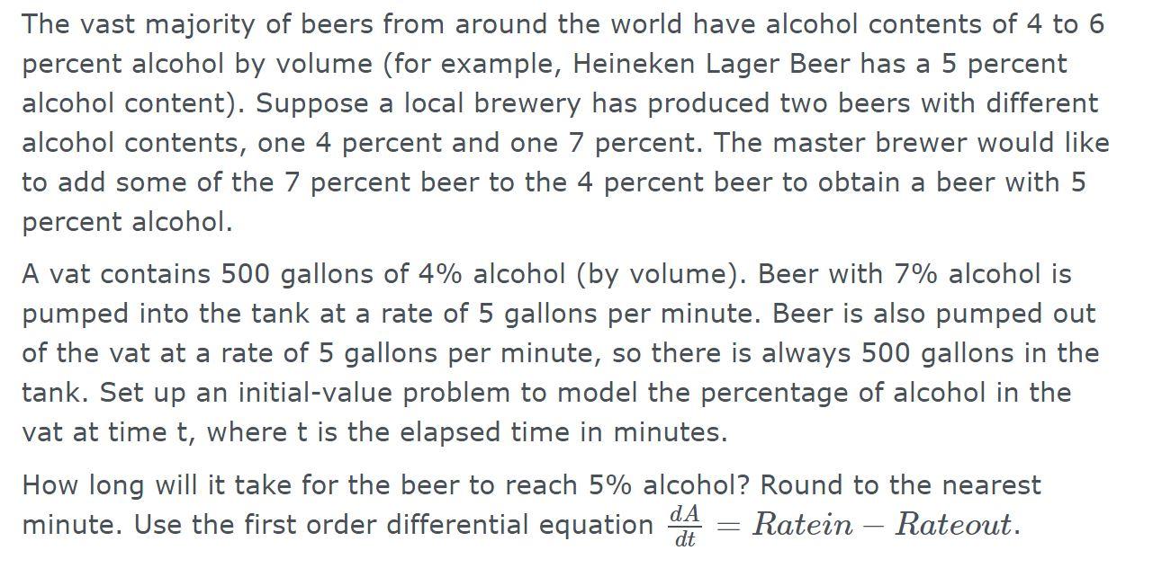 Solved The vast majority of beers from around the world have | Chegg.com