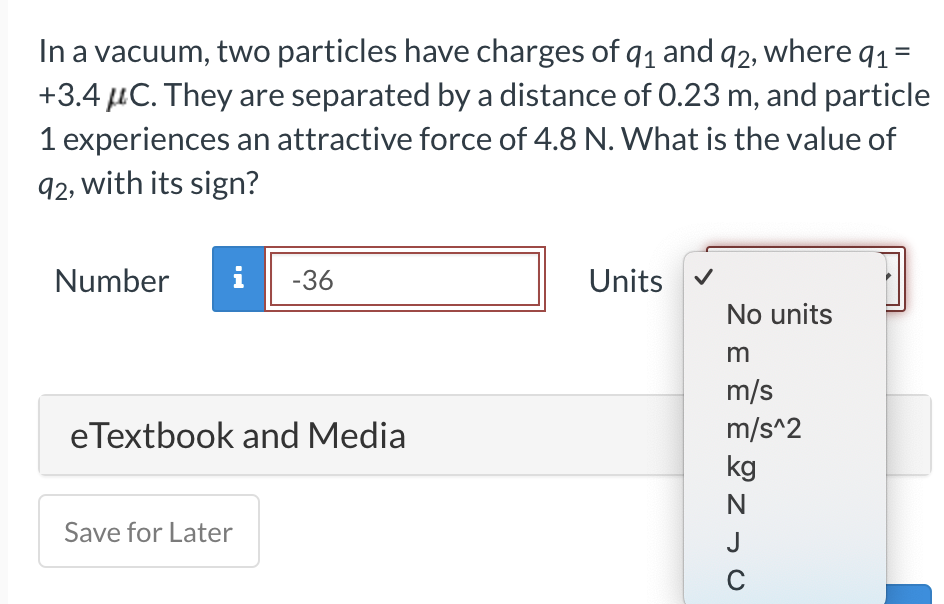 Solved In a vacuum, two particles have charges of 91 and 92, | Chegg.com