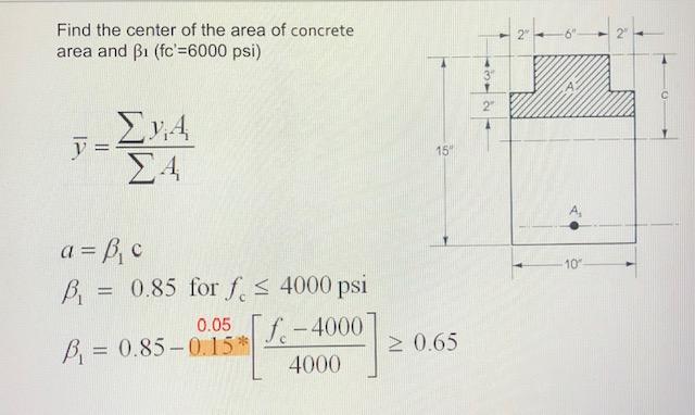 Solved Find the center of the area of concrete area and β1 ( | Chegg.com