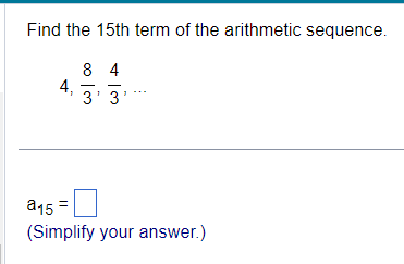 Solved Find the 15th term of the arithmetic sequence. | Chegg.com