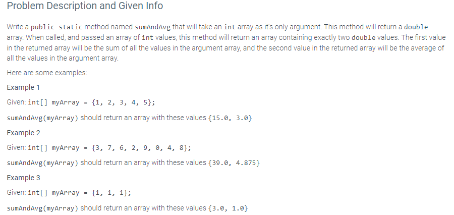 Solved Problem Description and Given Info Write a public | Chegg.com