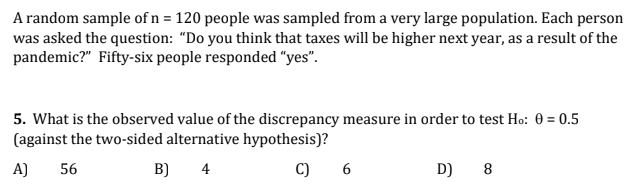 Solved A random sample of n = 120 people was sampled from a | Chegg.com