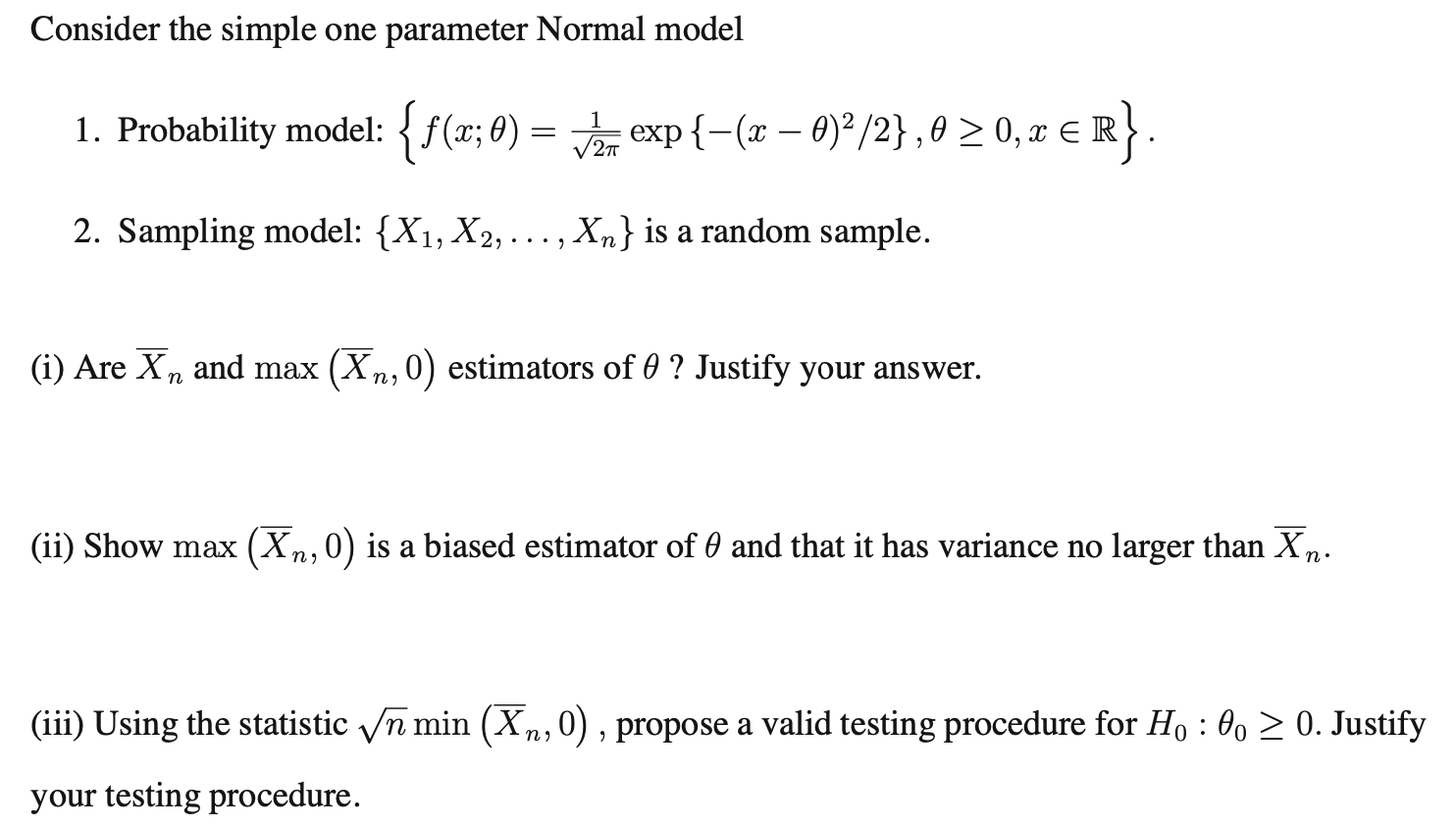 Solved Consider the simple one parameter Normal model 1. | Chegg.com