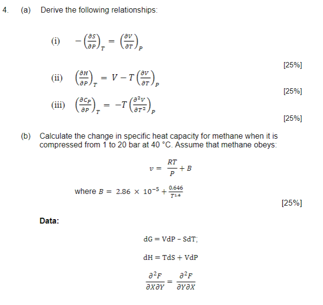 Solved (a) Derive the following relationships: (i) \\( | Chegg.com