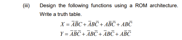 Solved (iii) Design the following functions using a ROM | Chegg.com