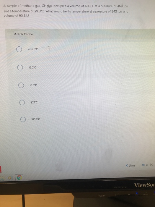 Solved A sample of methane gas, CH4Igl. occupies a volume of | Chegg.com