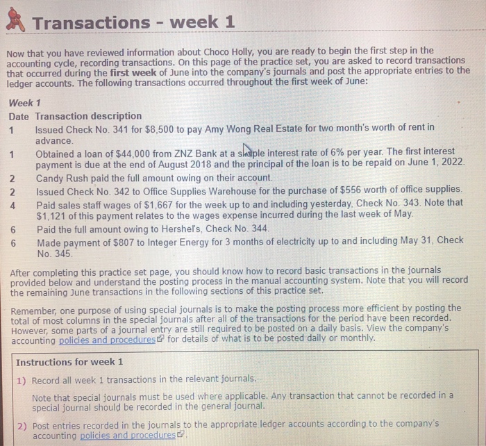 Solved Transactions week 1 Now that you have reviewed | Chegg.com