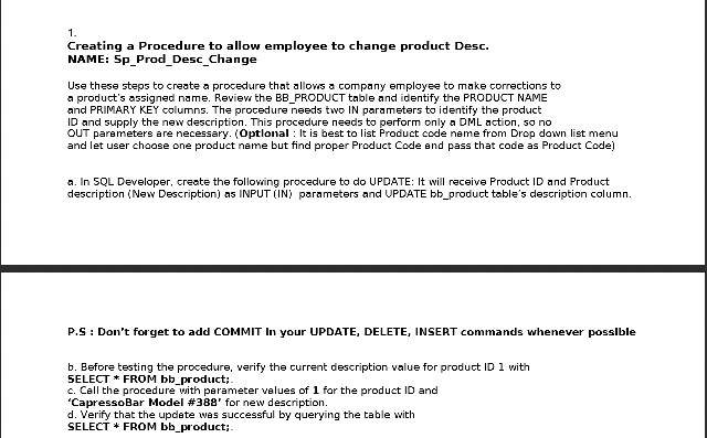 Solved Creating a Procedure to allow employee to change | Chegg.com