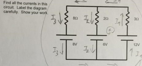 Solved Find all the currents in this circuit. Label the | Chegg.com