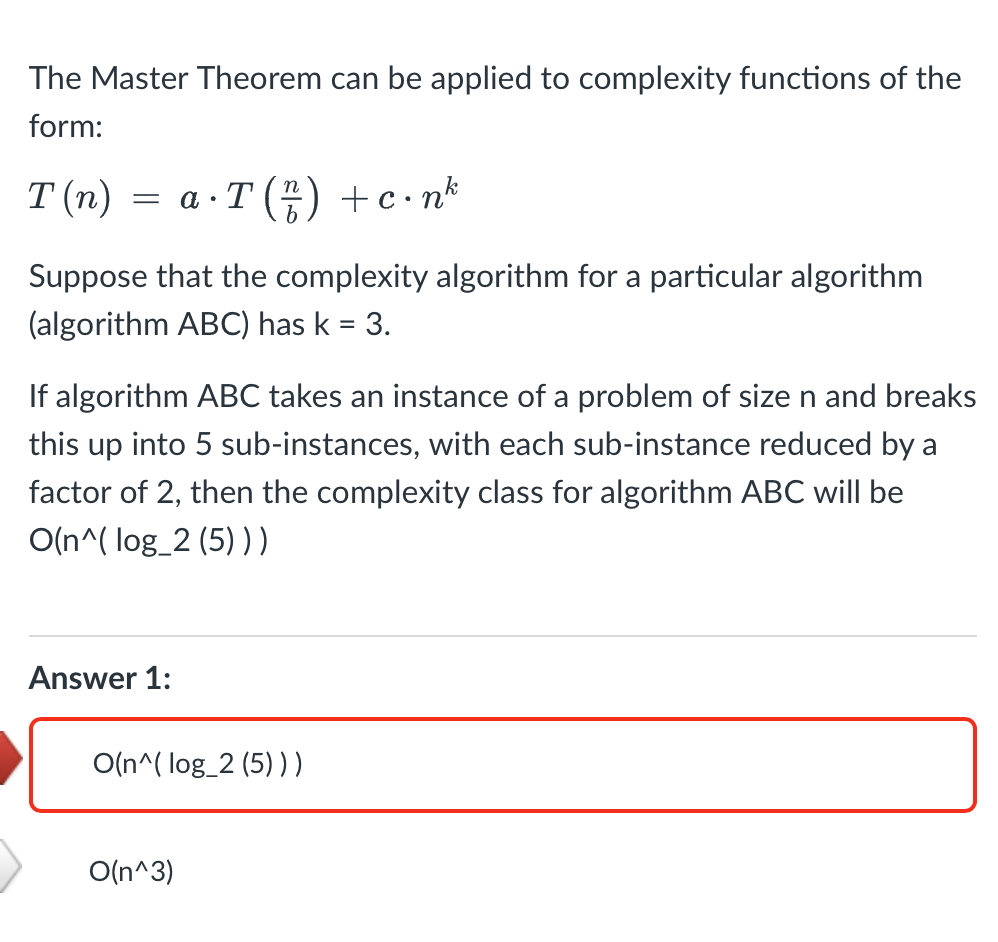 Solved The Master Theorem can be applied to complexity | Chegg.com
