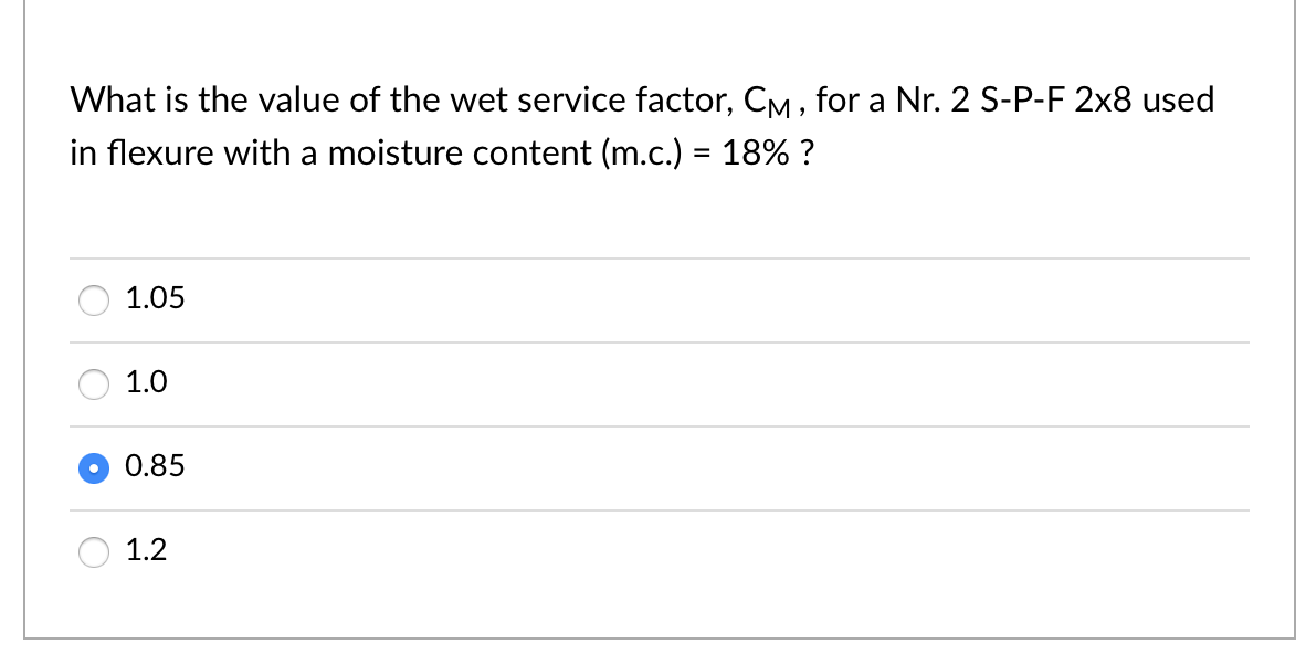 Solved What is the value of the wet service factor, CM, for | Chegg.com