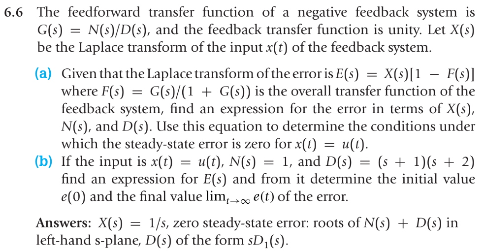 Solved 6.6 The feedforward transfer function of a negative | Chegg.com