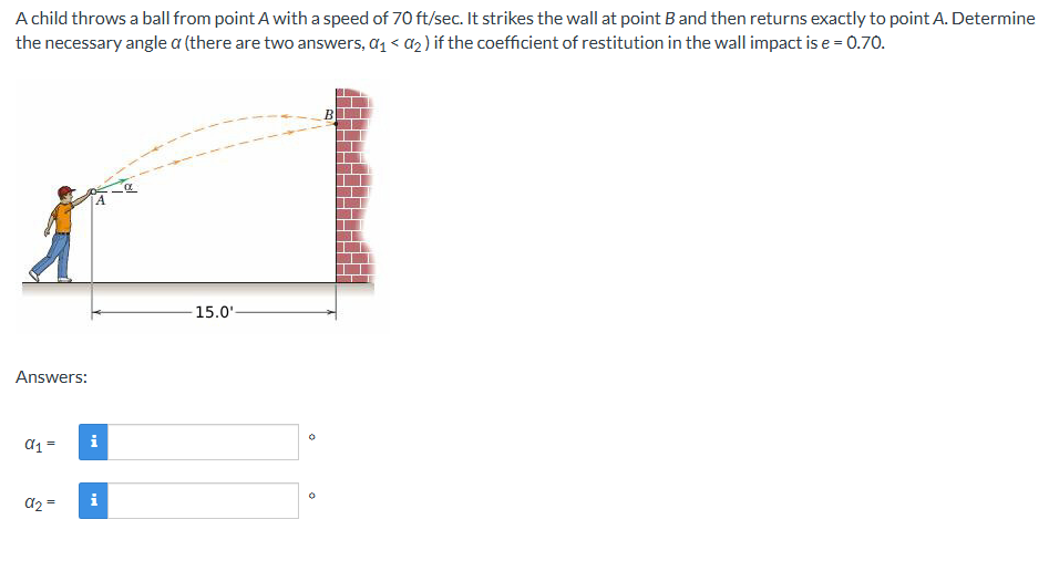 Solved A child throws a ball from point A with a speed of | Chegg.com