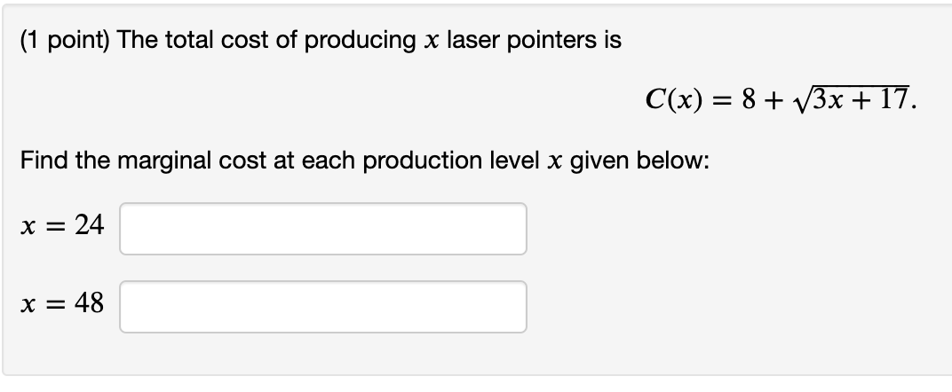 Solved (1 point) Suppose that f(x) = (5x + 4). Find f'(x). | Chegg.com