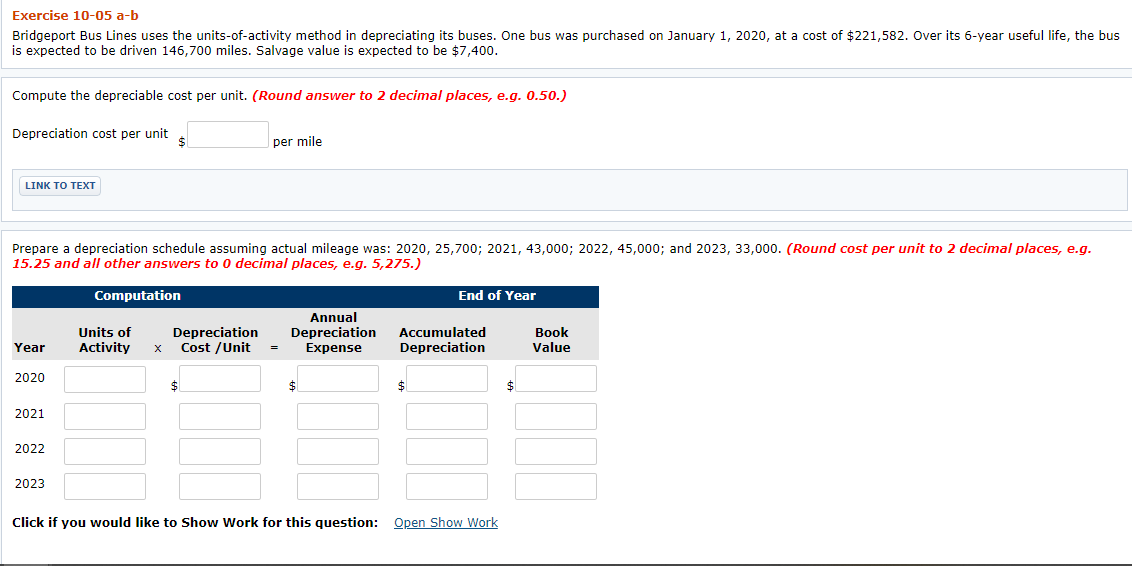 Solved Exercise 10-05 a-b Bridgeport Bus Lines uses the | Chegg.com